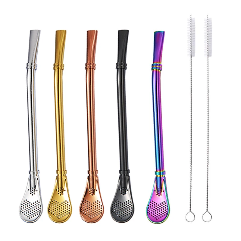 2pcs-Yerba-Mate-Bombilla-Stainless-Steel-Straw-Loose-Leaf-Tea-Infuser ...