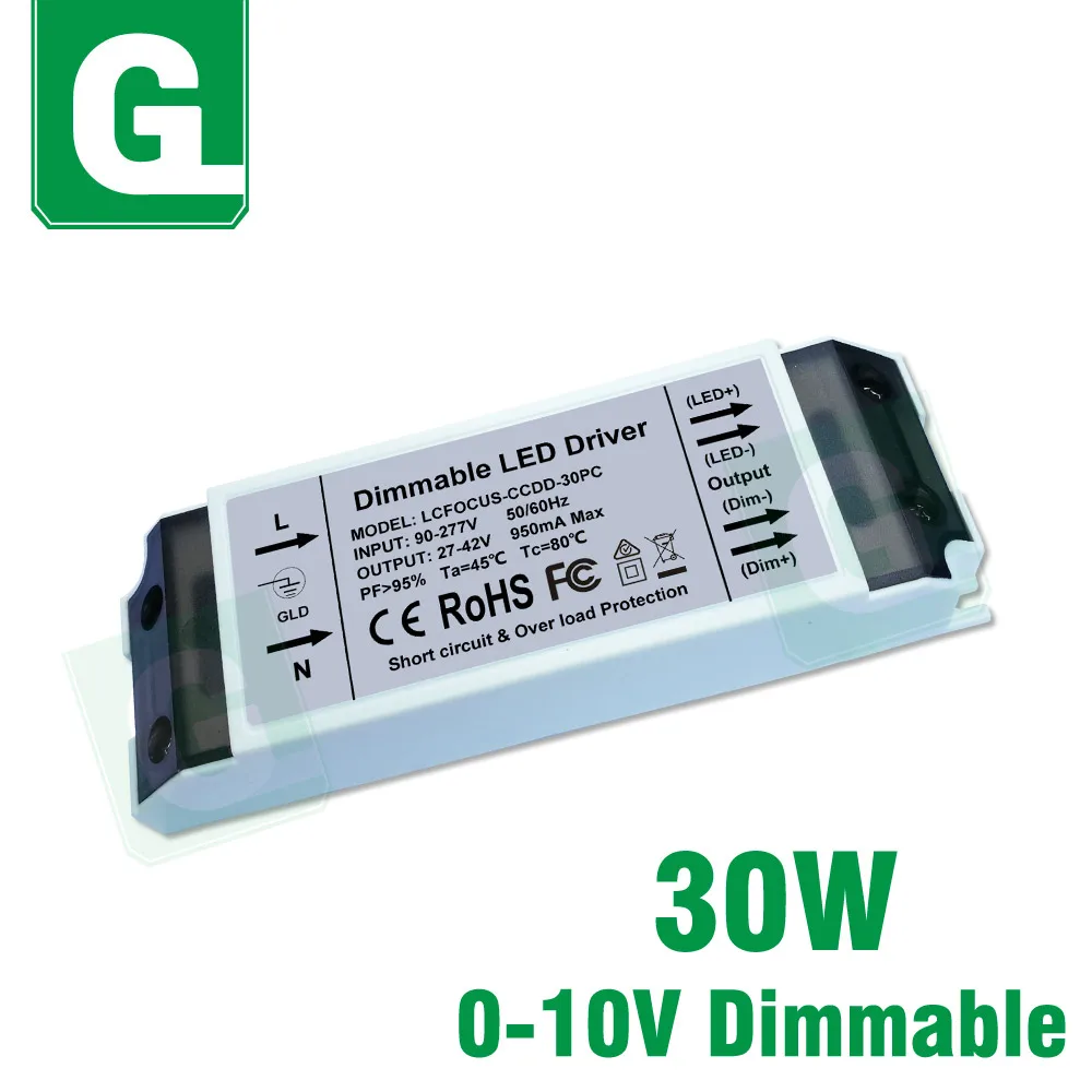 30w Led Driver Box Dimmable With Signal 0-10v 950ma 27-42v Power Supply ...