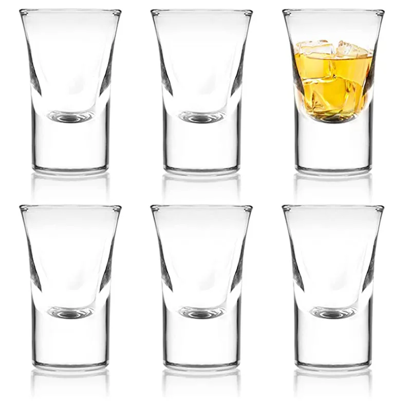 6pcs 30ml Shot Glass Set Heavy Base Clear Double Whisky Brandy Vodka ...