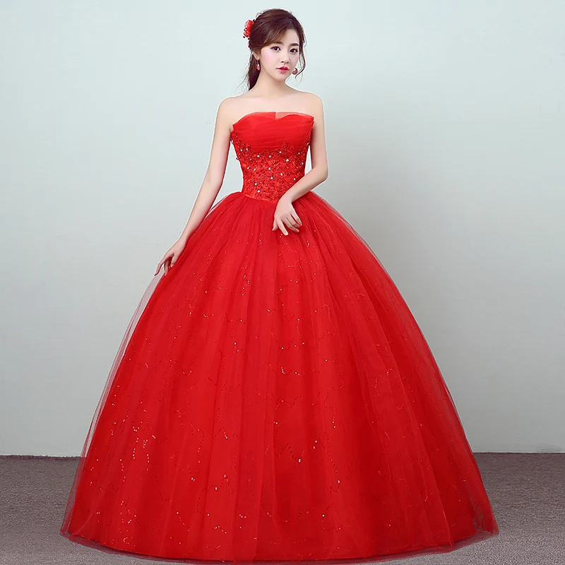 Simple Red Wedding Dress
