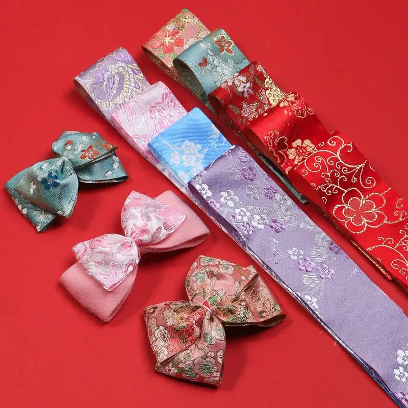 Red Satin Embroidery Ribbon Ethnic Jacquard Handmade Materials 25 38mm ...