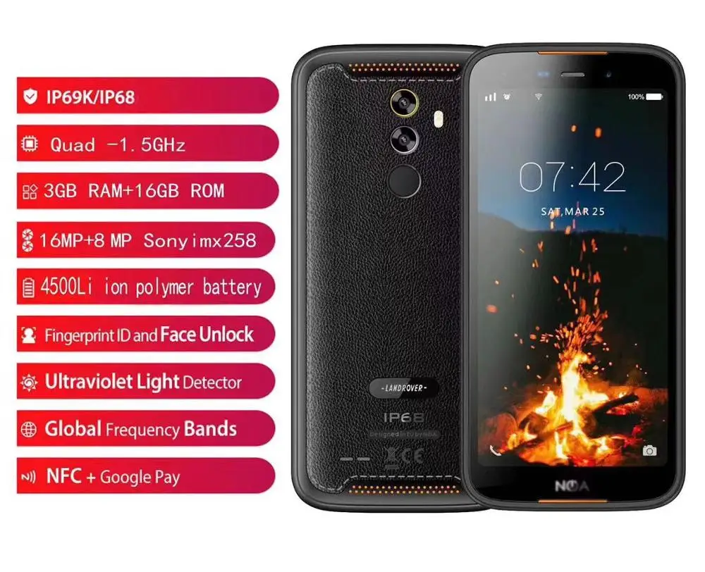 Новое поступление Land IP68 Rover телефон andriod 9,0 NFC отпечаток ...