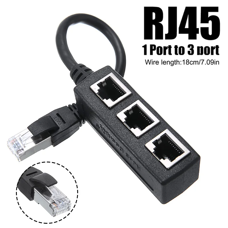 이더넷 분배기 Rj45 플러그 분배기 C 케이블 어댑터 연장선 1 ~ 3 포트 스플리터 이더넷 Lan 네트워크 커넥터