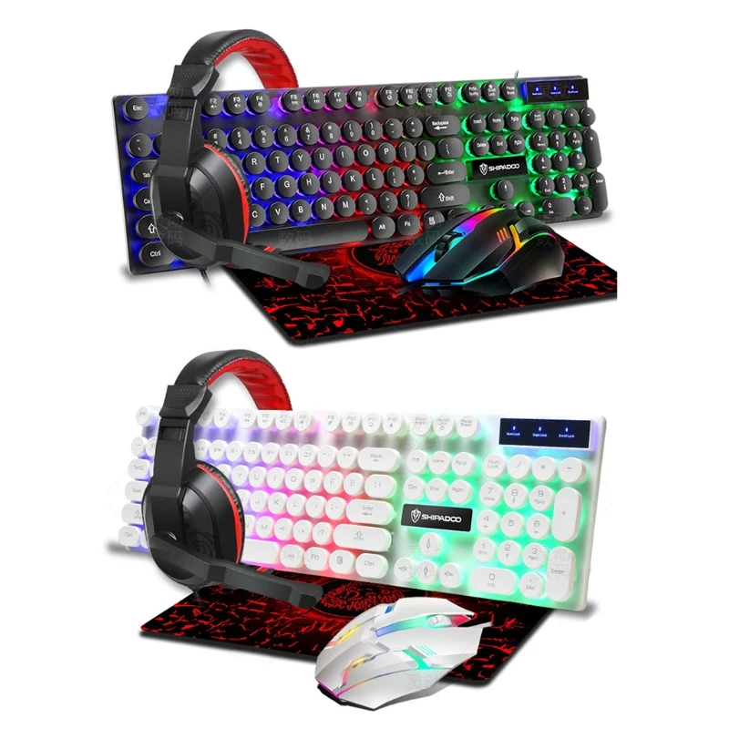 Exquisite 4 In 1 Keyboard Gaming Mouse And Rgb Headset Wired Mechanical ...