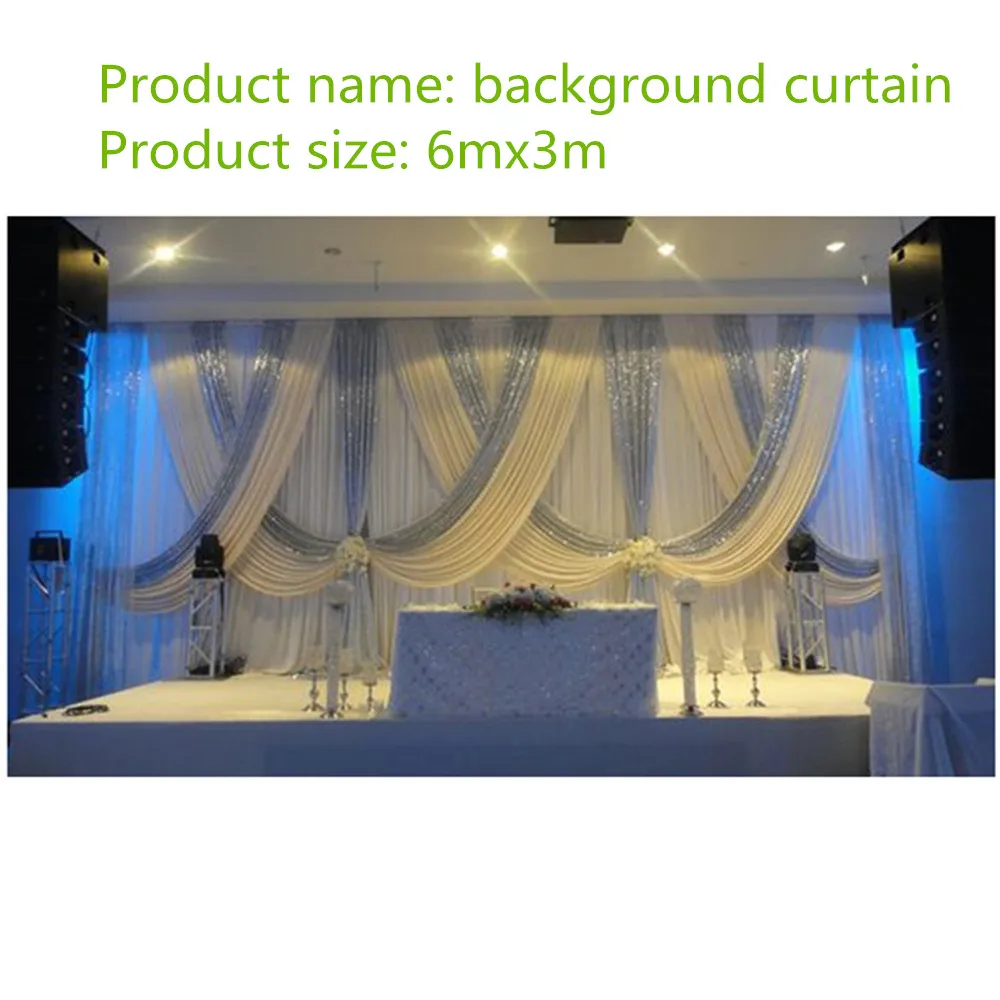 10ft-X20ft-White-Wedding-Backdrop-With-Shiny-Silver-Swags-Wedding ...