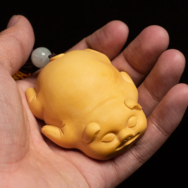 Lucky Pig Animal Miniature Mini Lazy Wooden Decoration Boxwood Car ...