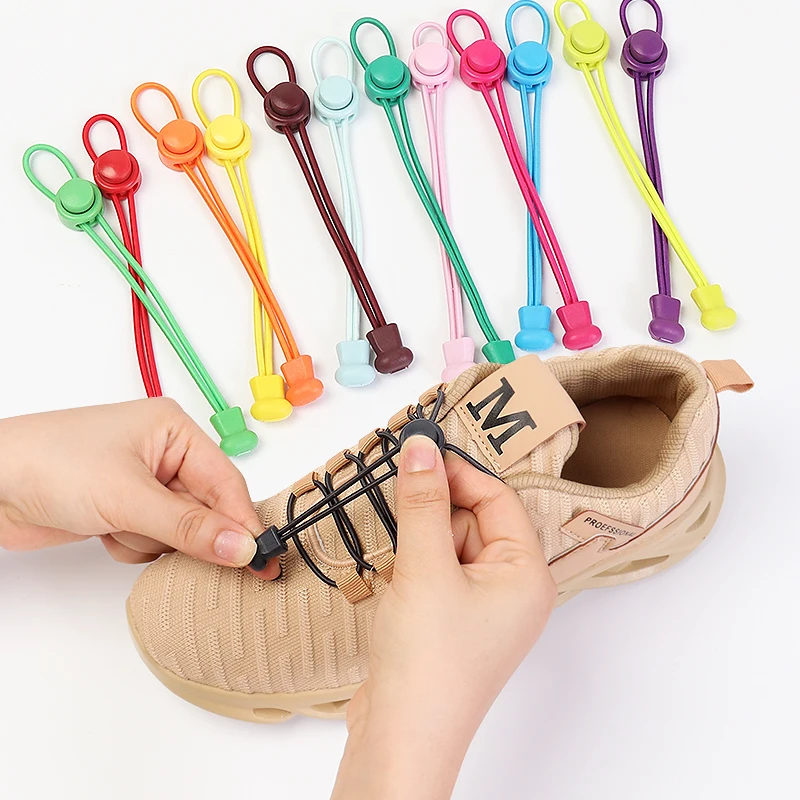 No-tie-shoelaces-Round-Elastic-Shoelace-Plastic-snap-lock-Suitable-for ...