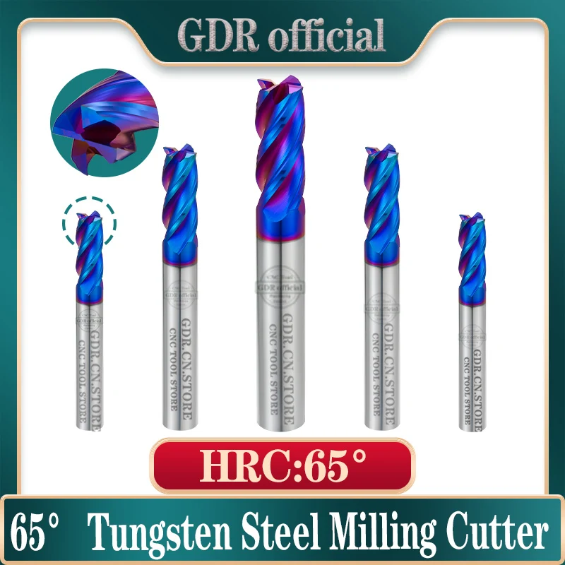 4-Flutes-HRC65-Carbide-End-Mill-Alloy-Carbide-Milling-Tungsten-Steel ...