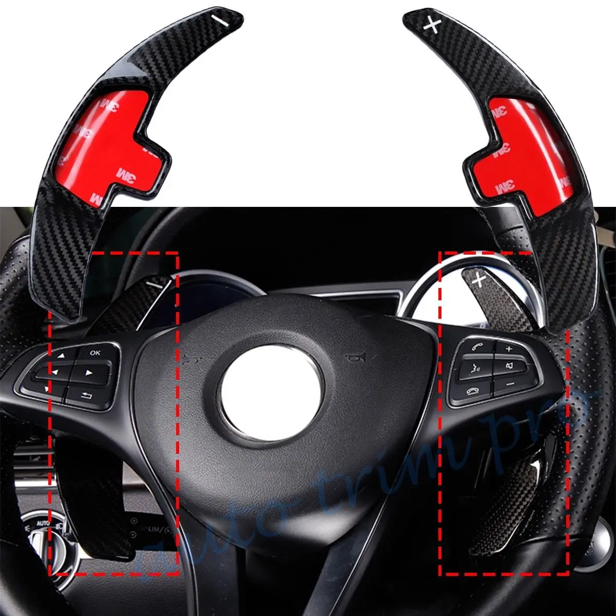 Carbon Fiber Shift Paddle Shifter Steering Wheel DSG Fit For Benz C117 ...