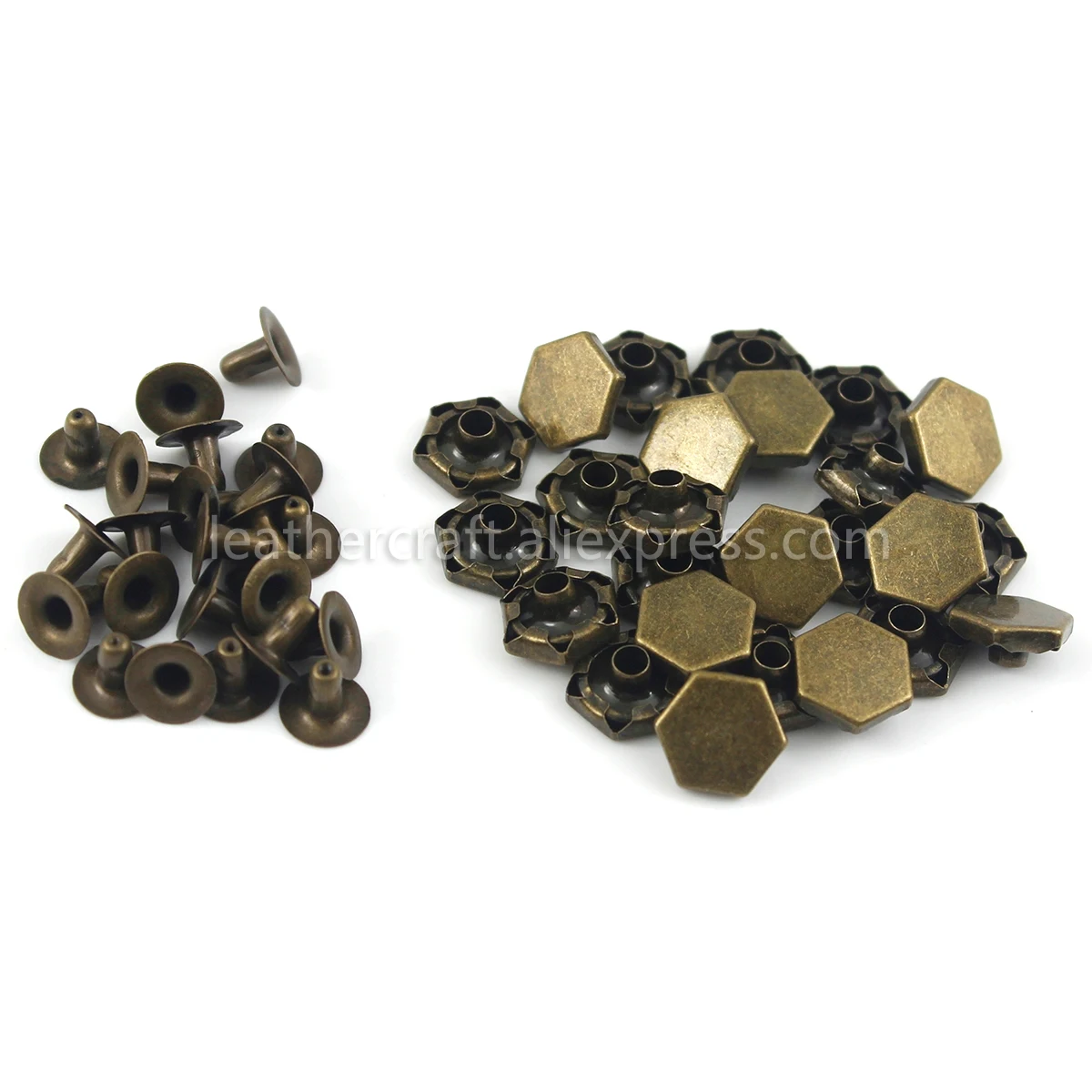 RIVET,Gun metal-13mm--Lot de 100 Rivets hexagonaux en métal, fermeture ...
