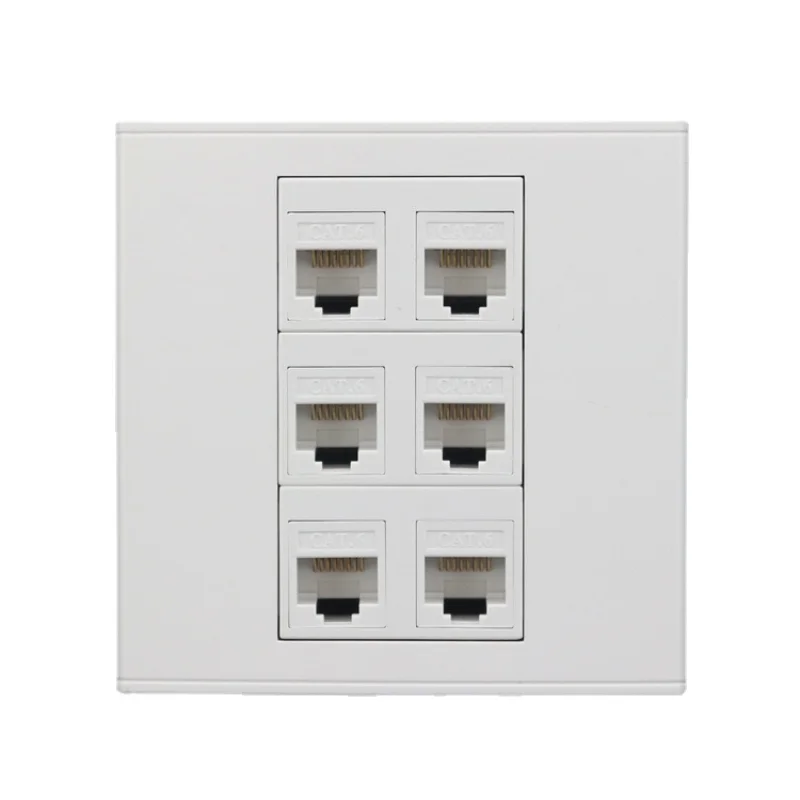 Depoguye Eu Standard Rj45 Wall Socket, Cat5 Network Module, 6 Port ...