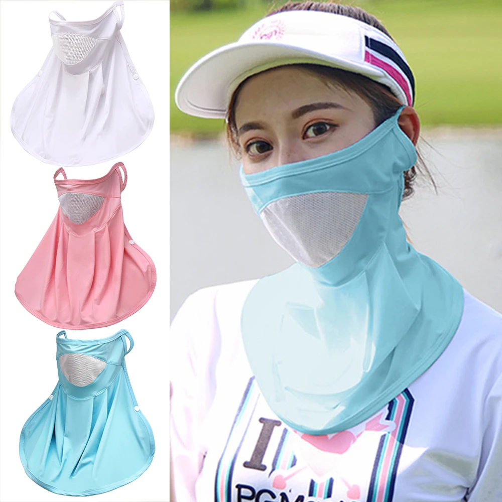 Outdoor Women Golf Sunscreen Mask T Shirt Sun Neck Protection ...