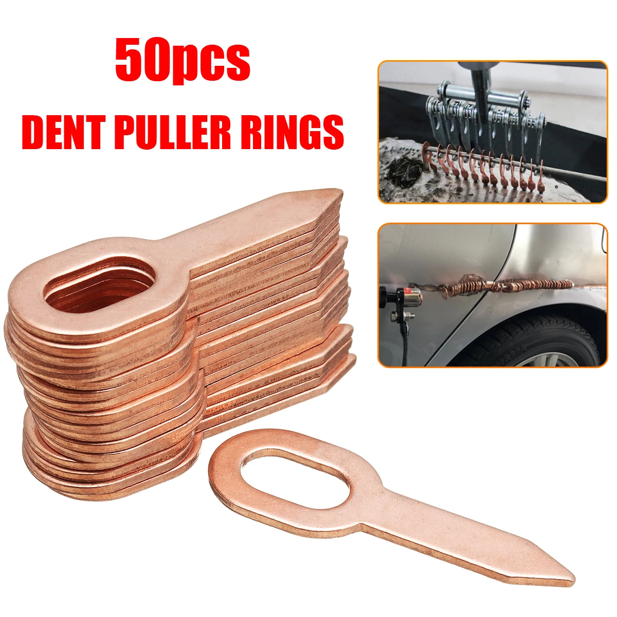 New 50pcs Copper Plated Oval Dent Puller Rings Car Body Paintless ...