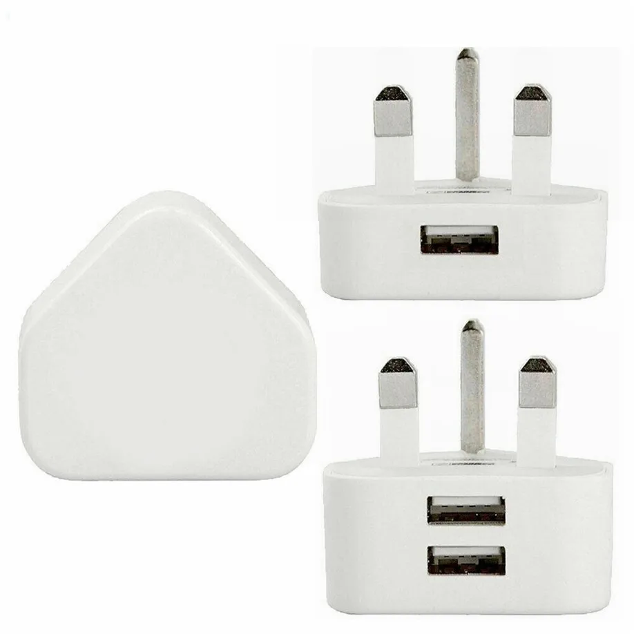 100pcs-3-pin-Dual-USB-UK-Mains-Plug-Wall-charger-Travel-Adapter-2-1A-2 ...