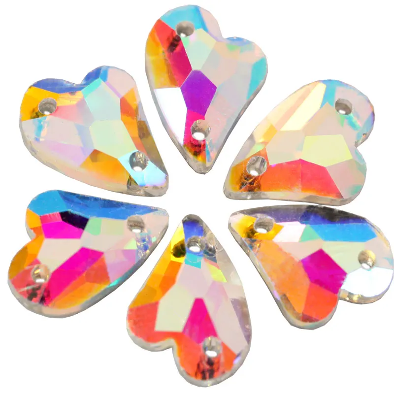 36pcs-lot-Heart-Shape-Crystal-AB-Sew-On-Rhinestones-Glass-Strass-Sewing ...