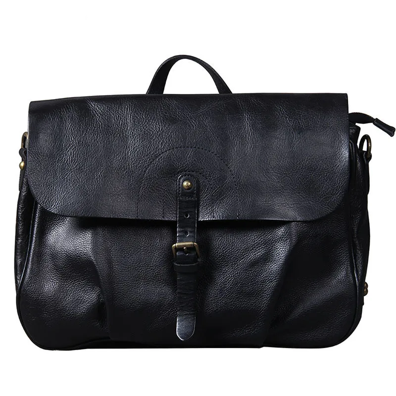 New Retro Classic Leather Bag Men's Postman Bag Men Handbag Handmade ...