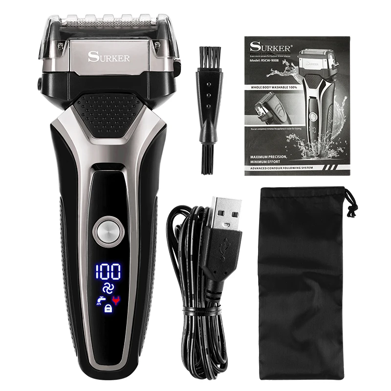 USB Rechargeable Electric Shaver Stainless Steel Shaving Machine Men 3D ...