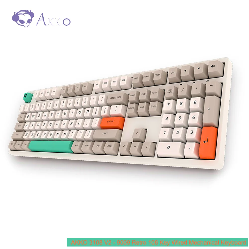 AKKO Mechanical Keyboard 3108 V2 9009 Retro 108 Key Wired PBT Keycap ...
