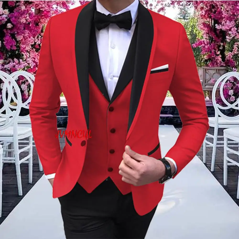 Traje rojo con solapa negra para hombre, traje ajustado para fiesta ...