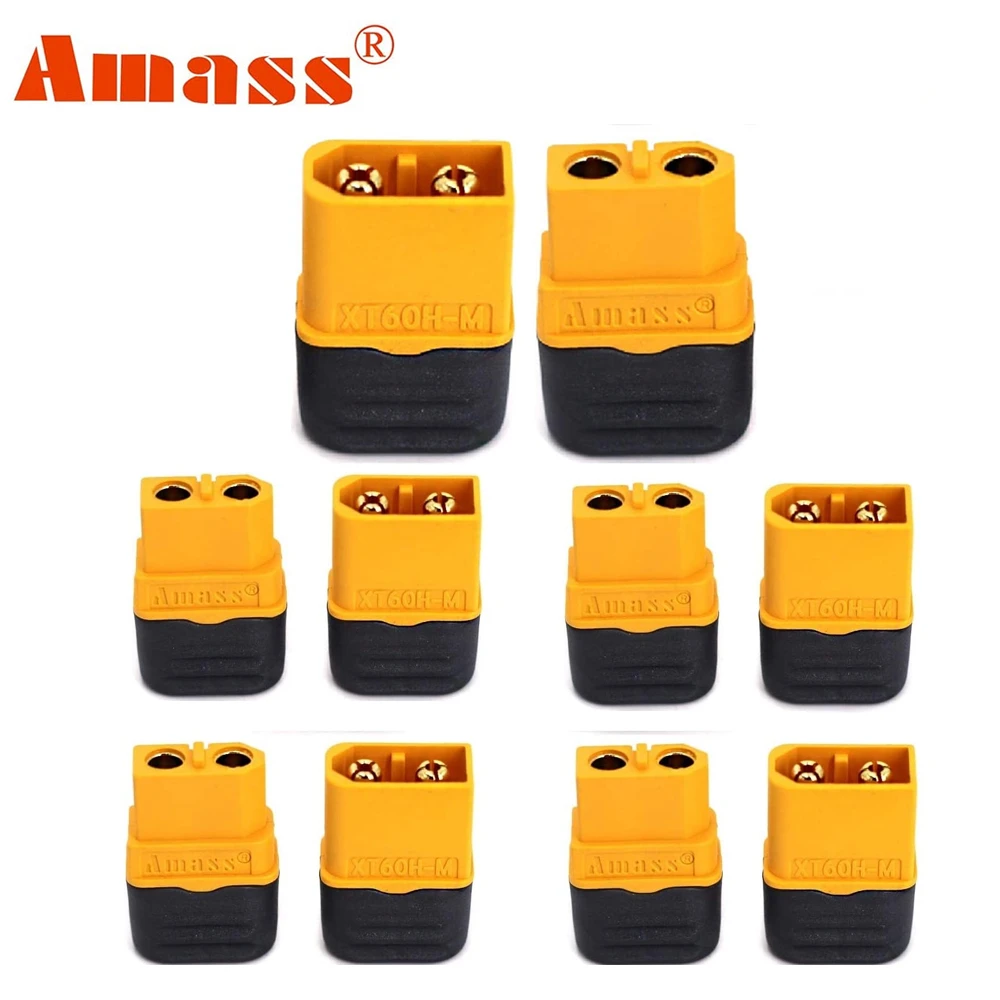 10pcs Amass XT60H+ XT60 connector with cover protection Male Female Power Plug with Sheath for ...