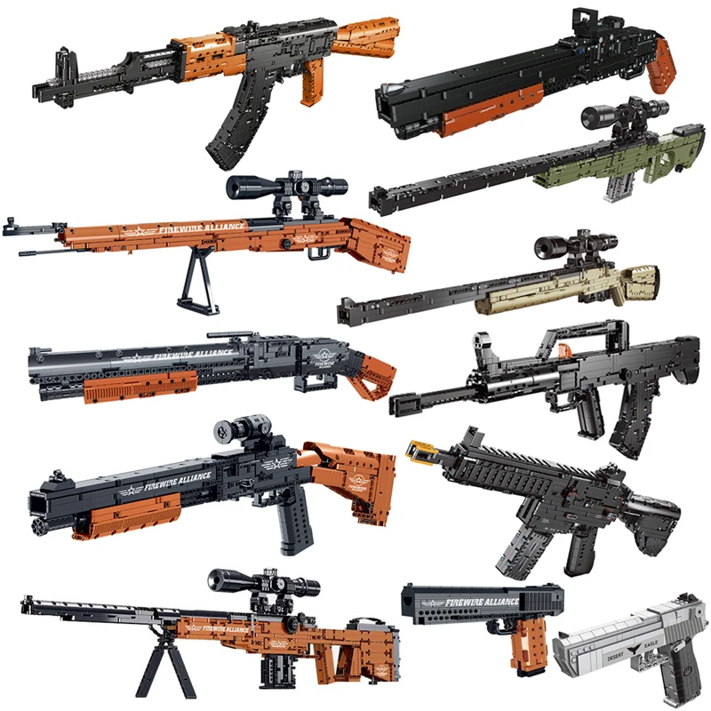High-tech Building Blocks Military Sniper Rifle Desert Eagle Block ...