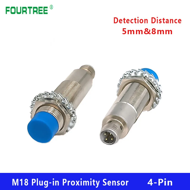 M18 Plug-in Proximity Sensor Metal Inductive Approach Switch With 4 Cores Air Plug Detect ...