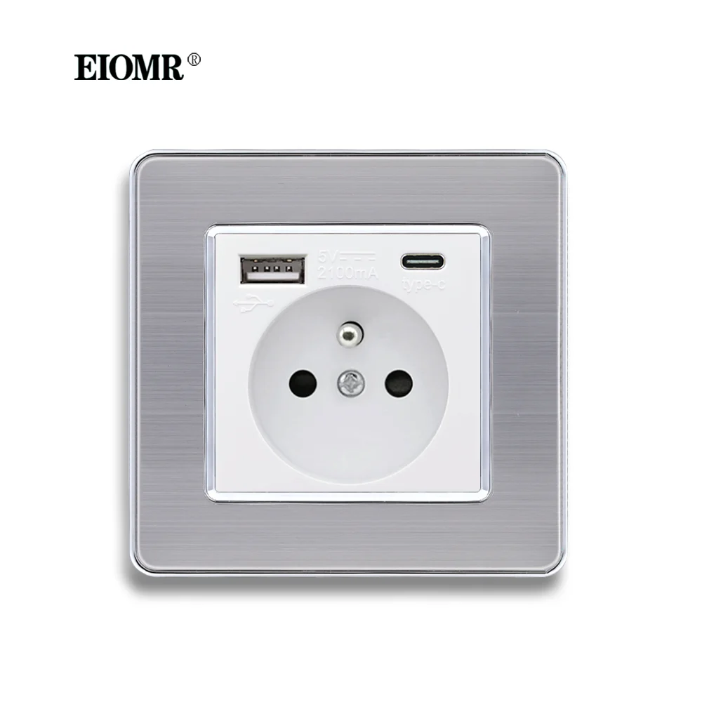 EIOMR-Wall-USB-Power-Socket-Stainless-Steel-Panel-USB-Charger-Port-for ...