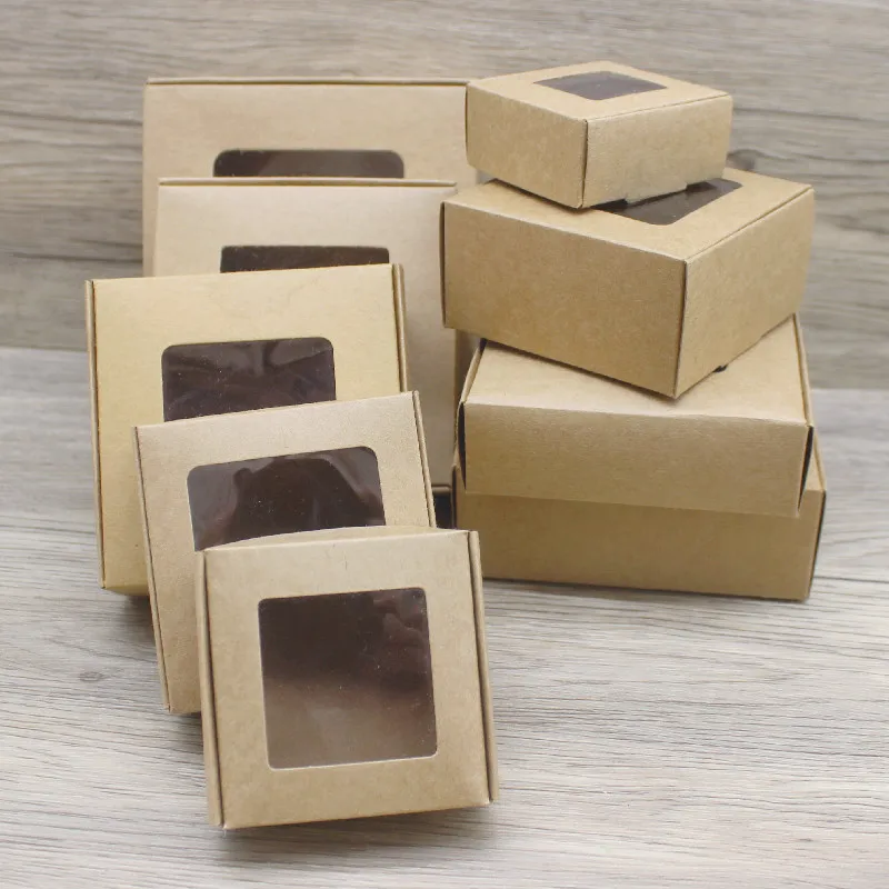 Multi Size White Marbling Window box 5Pcs/lot Vintage Kraft /White ...