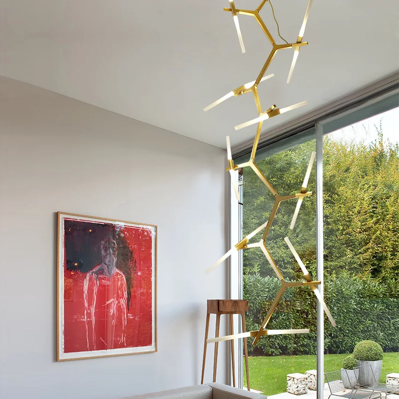 Postmodern Staircase long size Chandelier Creative Multi-Flat Duplex ...