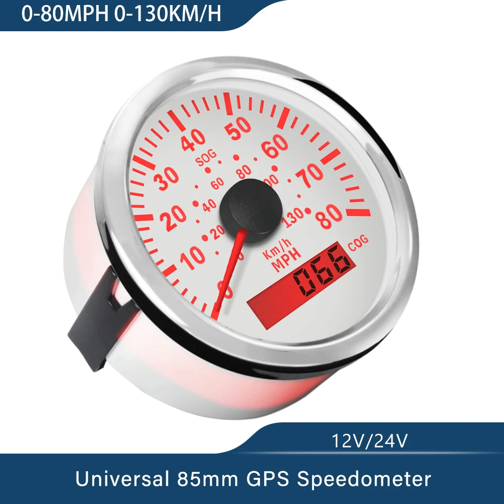 Waterproof-85mm-GPS-Speedometer-0-35MPH-0-80MPH-with-Course-Red ...
