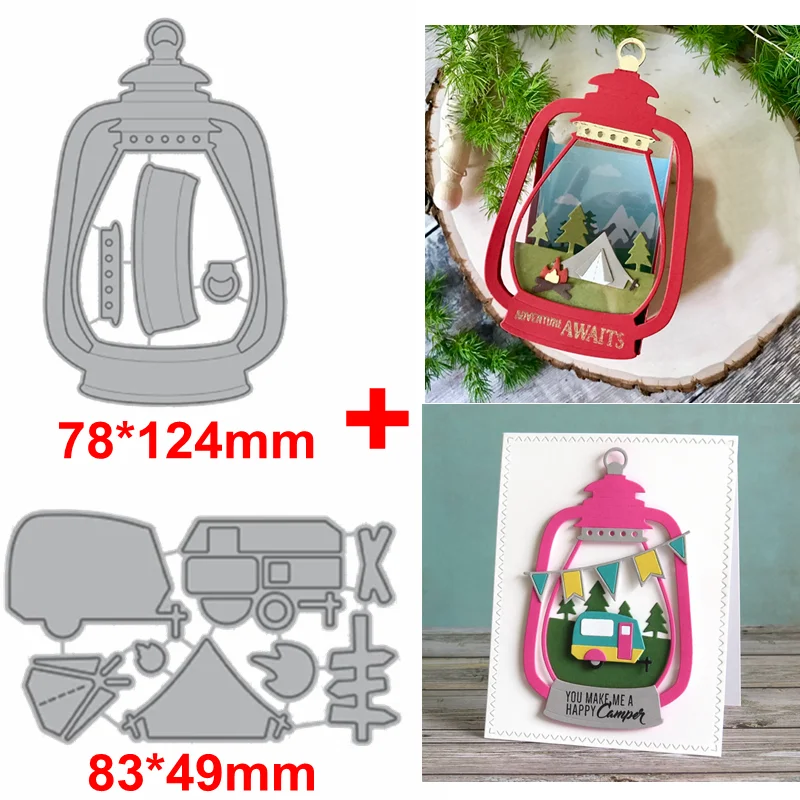 Camp Out&Oil Lamp Metal Cutting Dies Camp Out In Oil Lamp Die Cut For ...