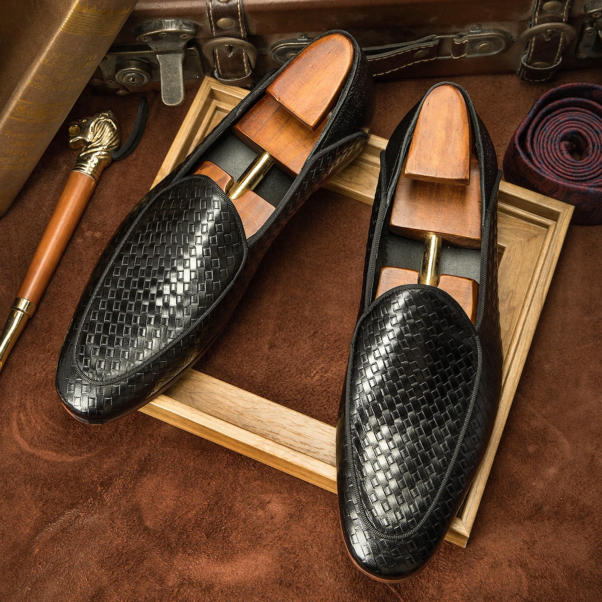 Hanmce Black Color Gentleman Genuine Leather Shoes Luxury High Quality ...