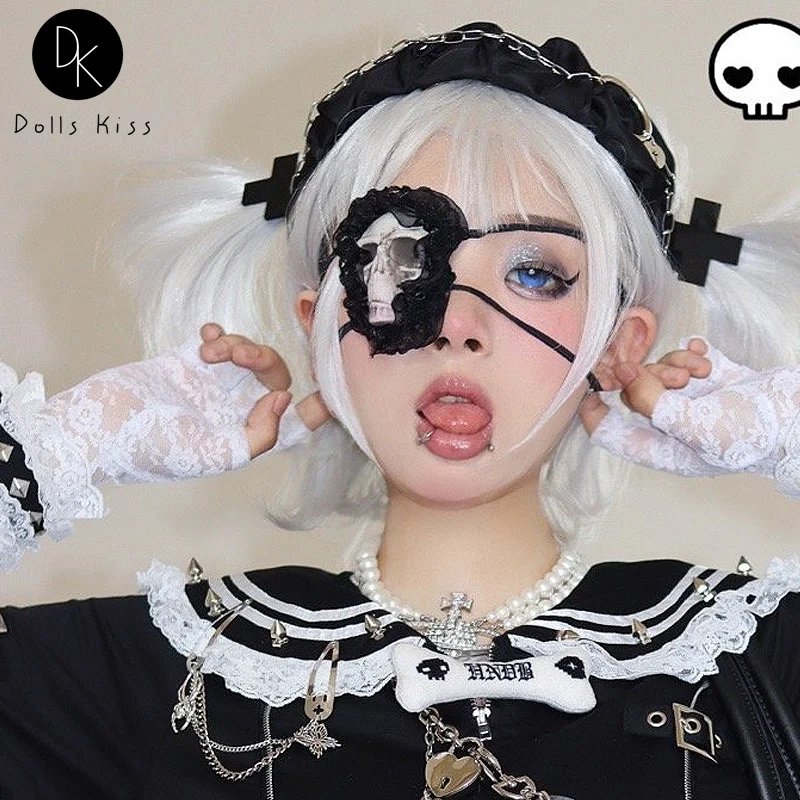 Anime Cosplay Gothic Girls Eyewear Black Lace Skeleton Eyepatch Lolita ...