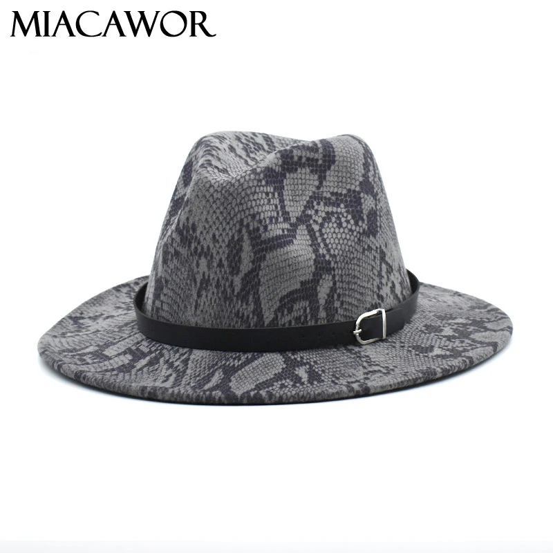 MIACAWOR Sombrero de lana con patrón de serpiente para hombre, sombrero ...