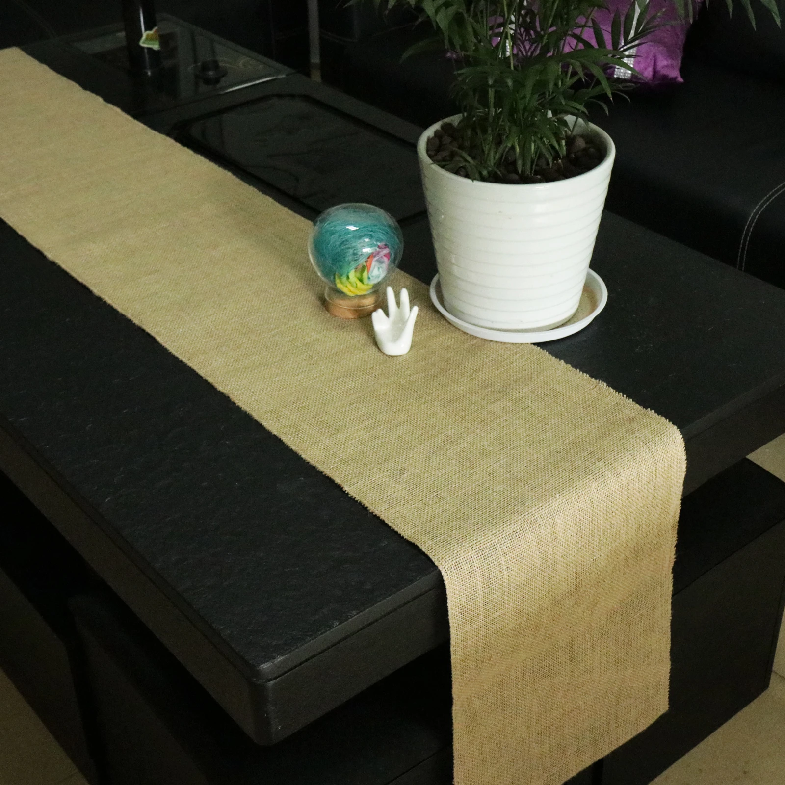 Chemin de Table rustique en toile de Jute, nappe hessienne solide ...