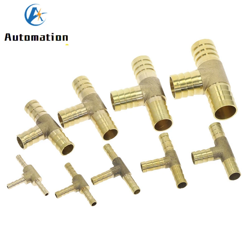 T-Shape Brass Barb Hose Fitting Tee 4mm 6mm 8mm 10mm 12mm 16mm 3 Way ...