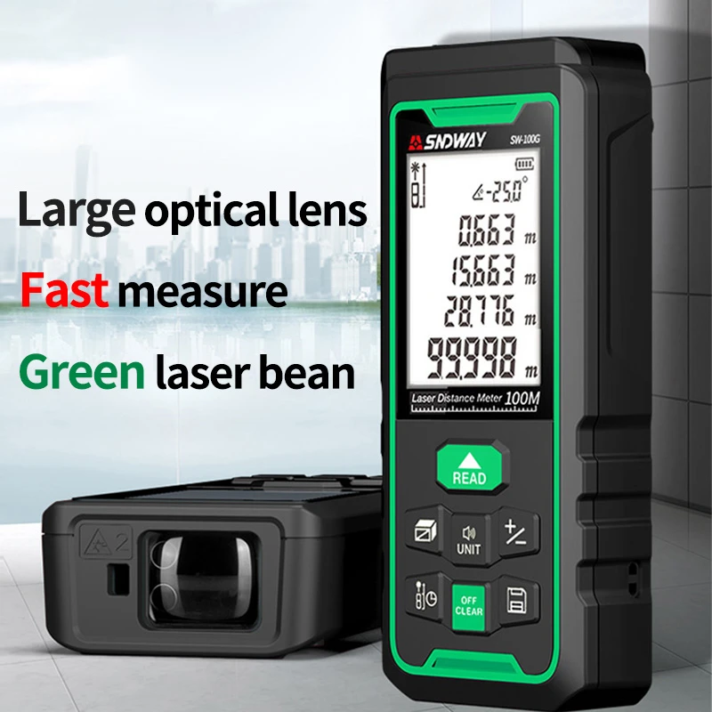 SNDWAY Laser Rangefinder High Accurate Roulette Laser Distance Meter Measuring 40M 100M 120M ...