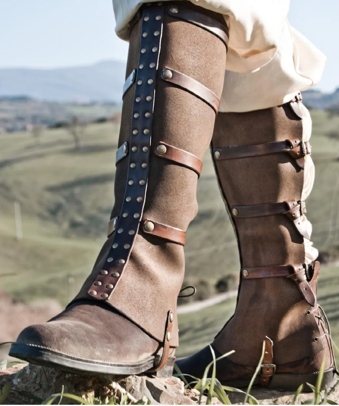Steampunk-Vintage-Half-Chaps-Gaiter-Leather-Lace-Up-Buckle-Shoe-Cover ...