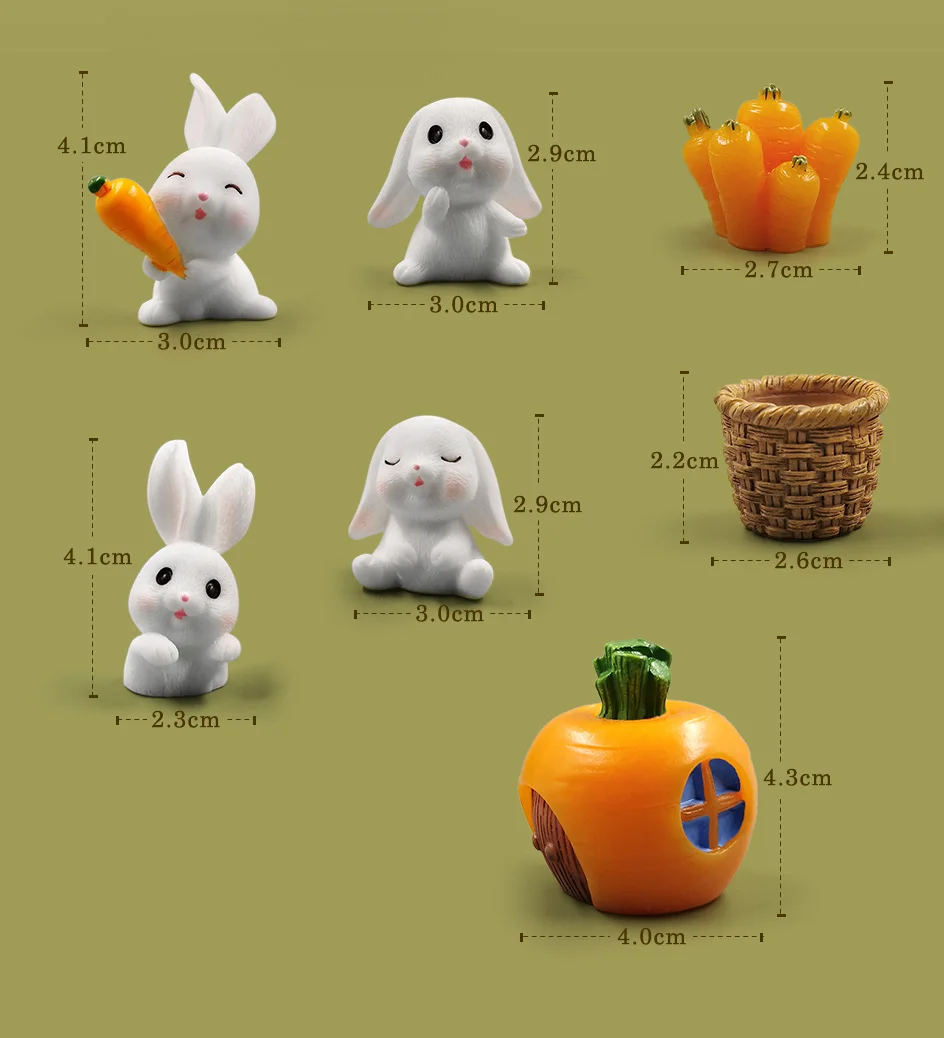 Objets décoratifs,Figurine de lapin blanc de pâques,modèle Animal,Micro ...