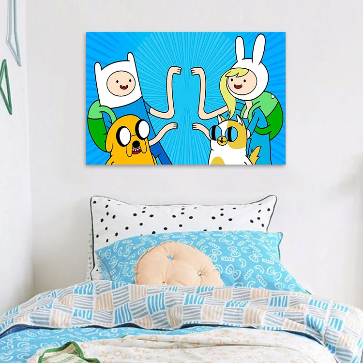 Adventure Time Cartoon Wall Art Printed Canvas Kids Poster ...