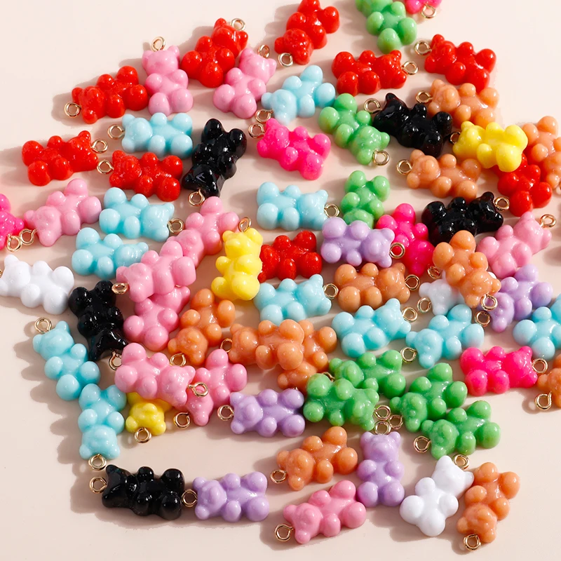 Leslie 30pcs/lot 11*20mm Solid Color Candy Gummy Bear Charms for diy ...