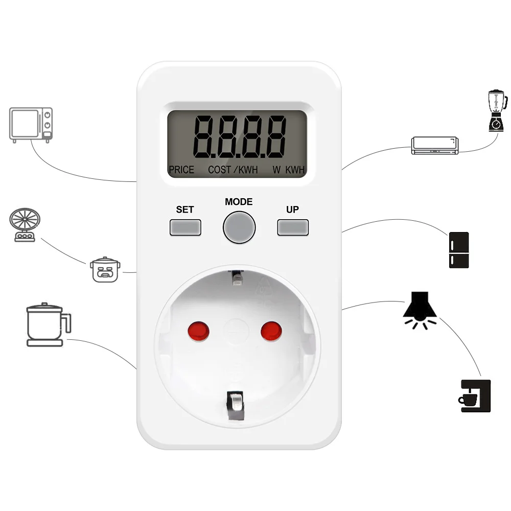 230V 16A Digital Power Meter Energy Meter Wattmeter Electricity Test ...
