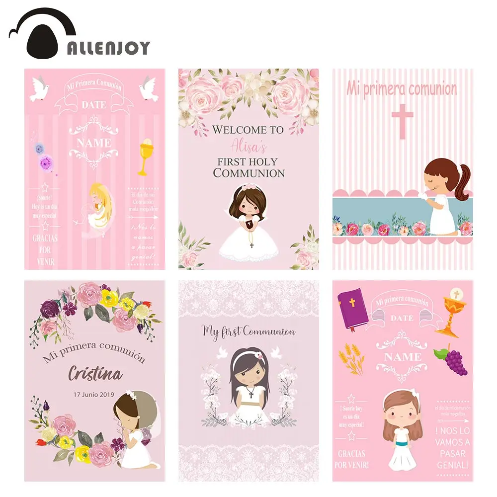 Allenjoy Backgrounds Photography Pink Flower Girl My First Holy ...