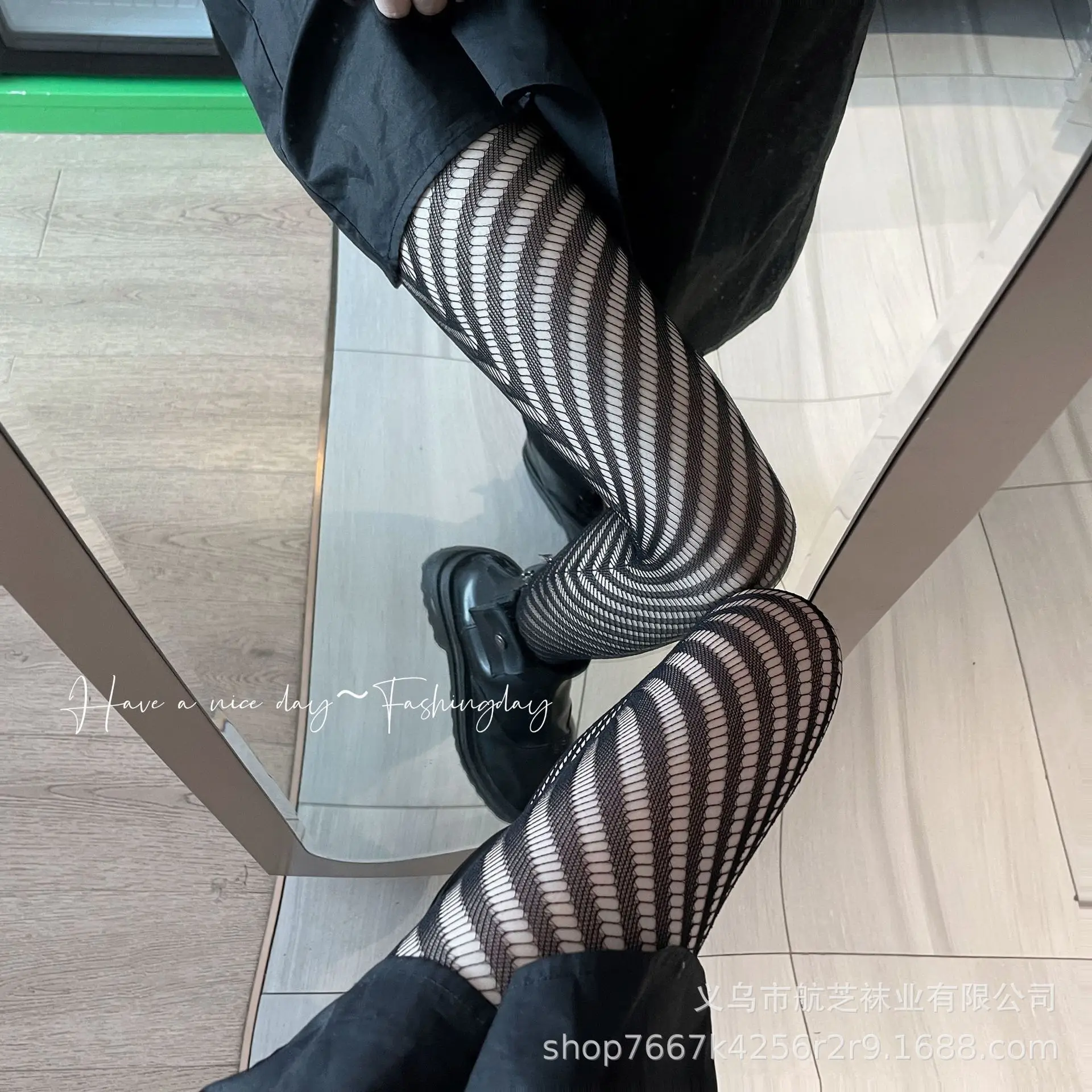 Collant,Collant Sexy noir ajouré pour femmes, bas en résille ...