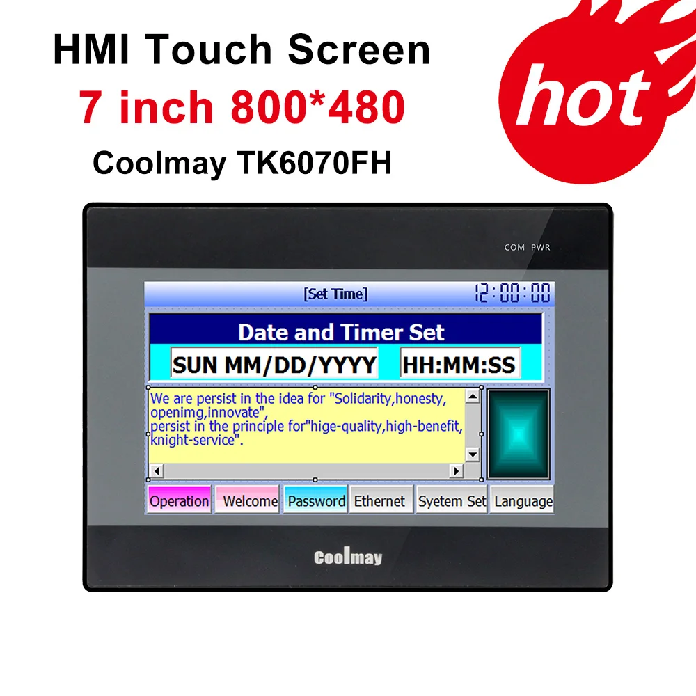 Coolmay pantalla táctil HMI TK6070FH de 7 pulgadas, panel táctil de 800x480, nueva interfaz de ...