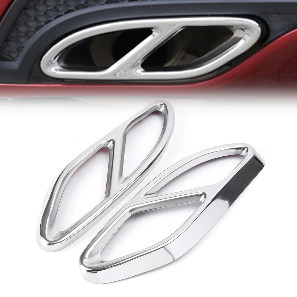 2Pcs Silver Car Rear Cylinder Exhaust Pipe Cover Decor Trim for ...
