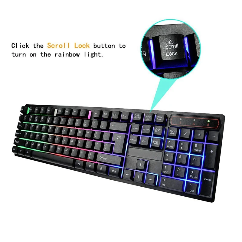 Backlit Usb Wired Pc Rainbow Gaming Keyboard,Colorful Crack Led ...