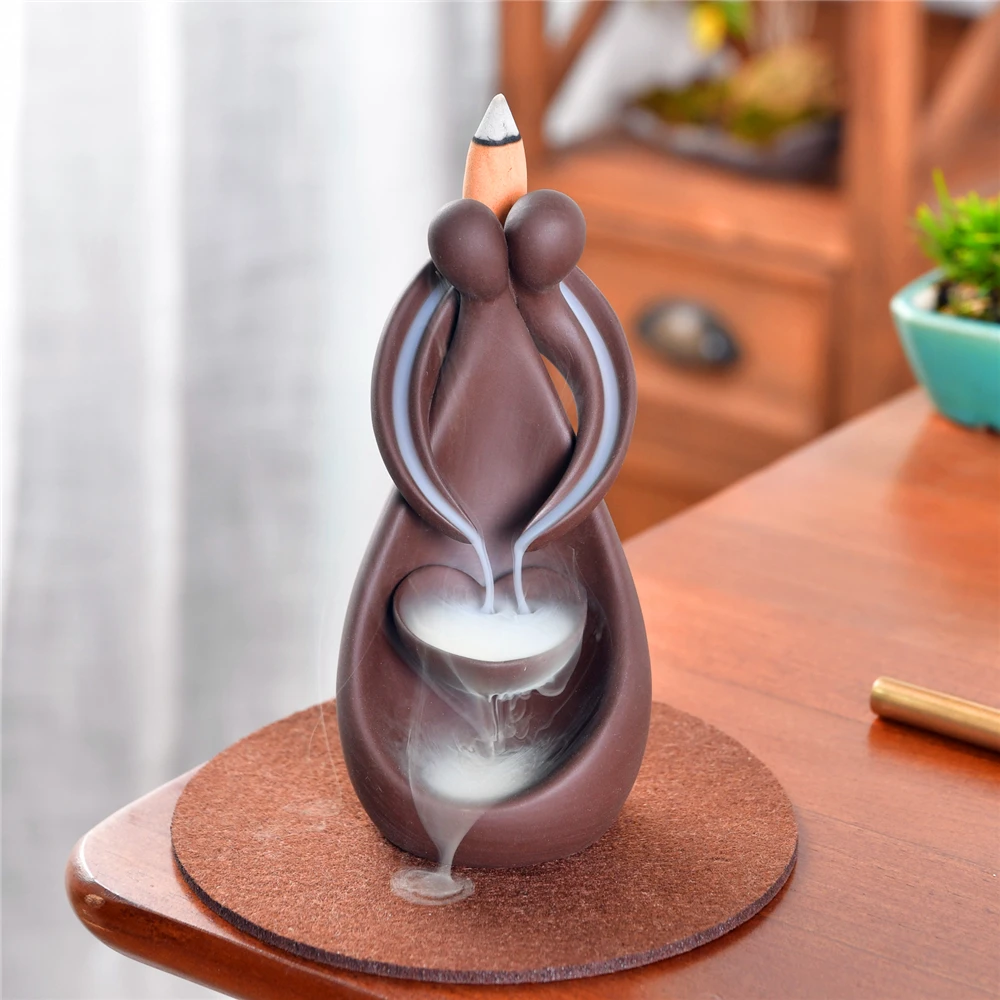 Love Ceramic Blackflow Incense Burner with 20pcs Incenses Lovers ...