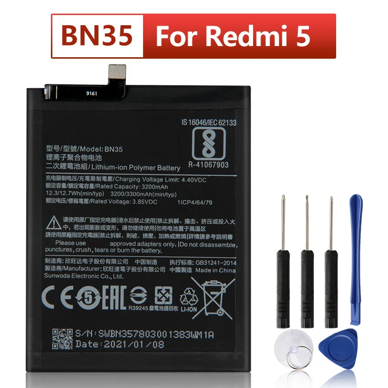 Bn35 Replacement Battery For Xiaomi Mi Redmi 5 5.7" Redrice5 Phone ...