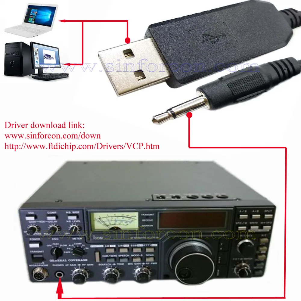ICOM USB Program Lead IC-751 IC-751A E IC-7000 CT-17 Programming Cable